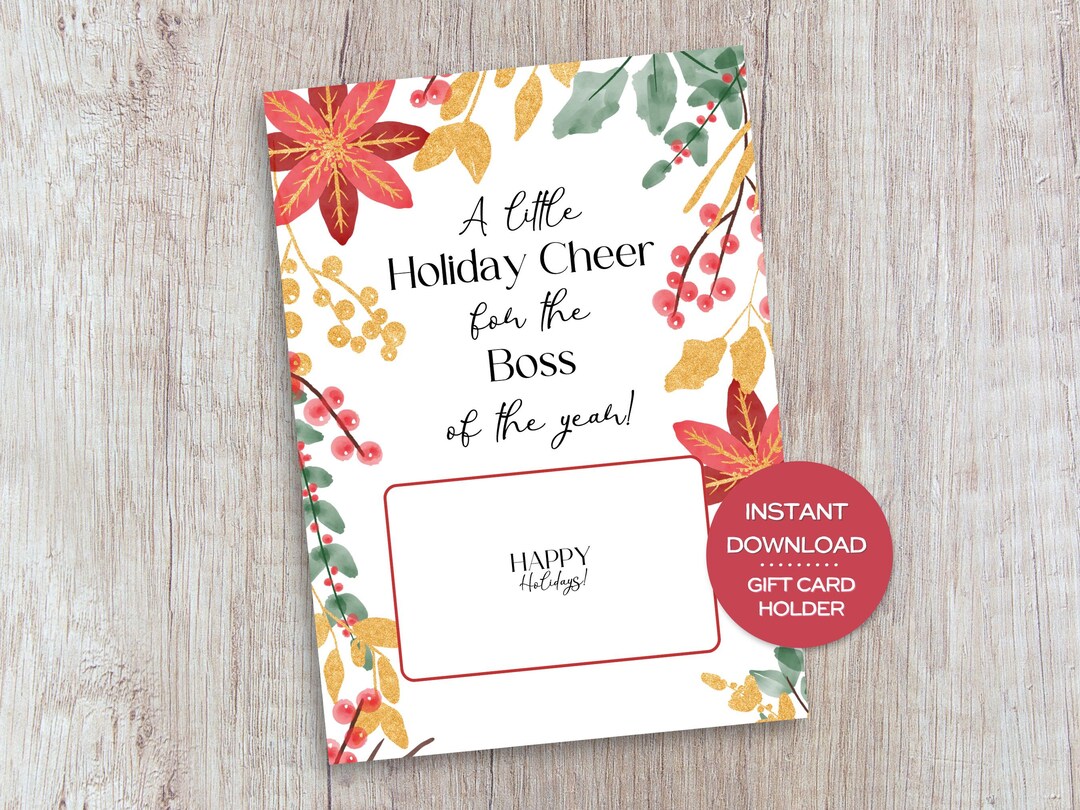 Boss Holiday Gift Card Holder Printable Christmas Card for Boss Group ...