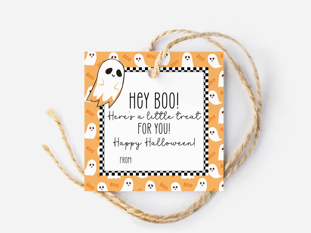 Hey BOO Halloween Treat Tag, Printable Happy Halloween Friend Gift Tag ...