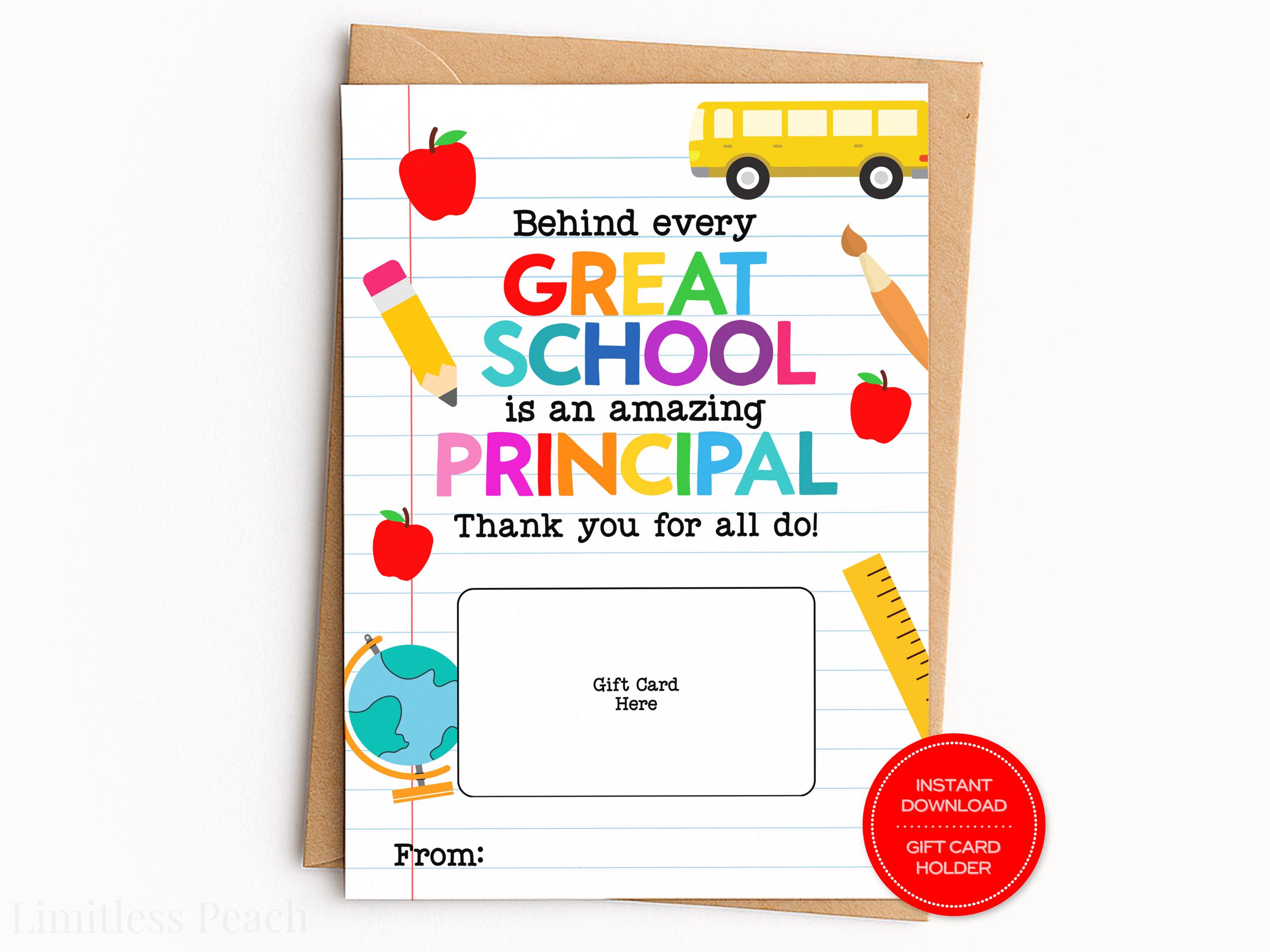 Principal Gift Card Holder Printable Card for School Principal, Teacher ...