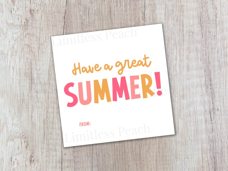 Have a Great Summer Gift Tag, Printable Teacher End of the School Year ...