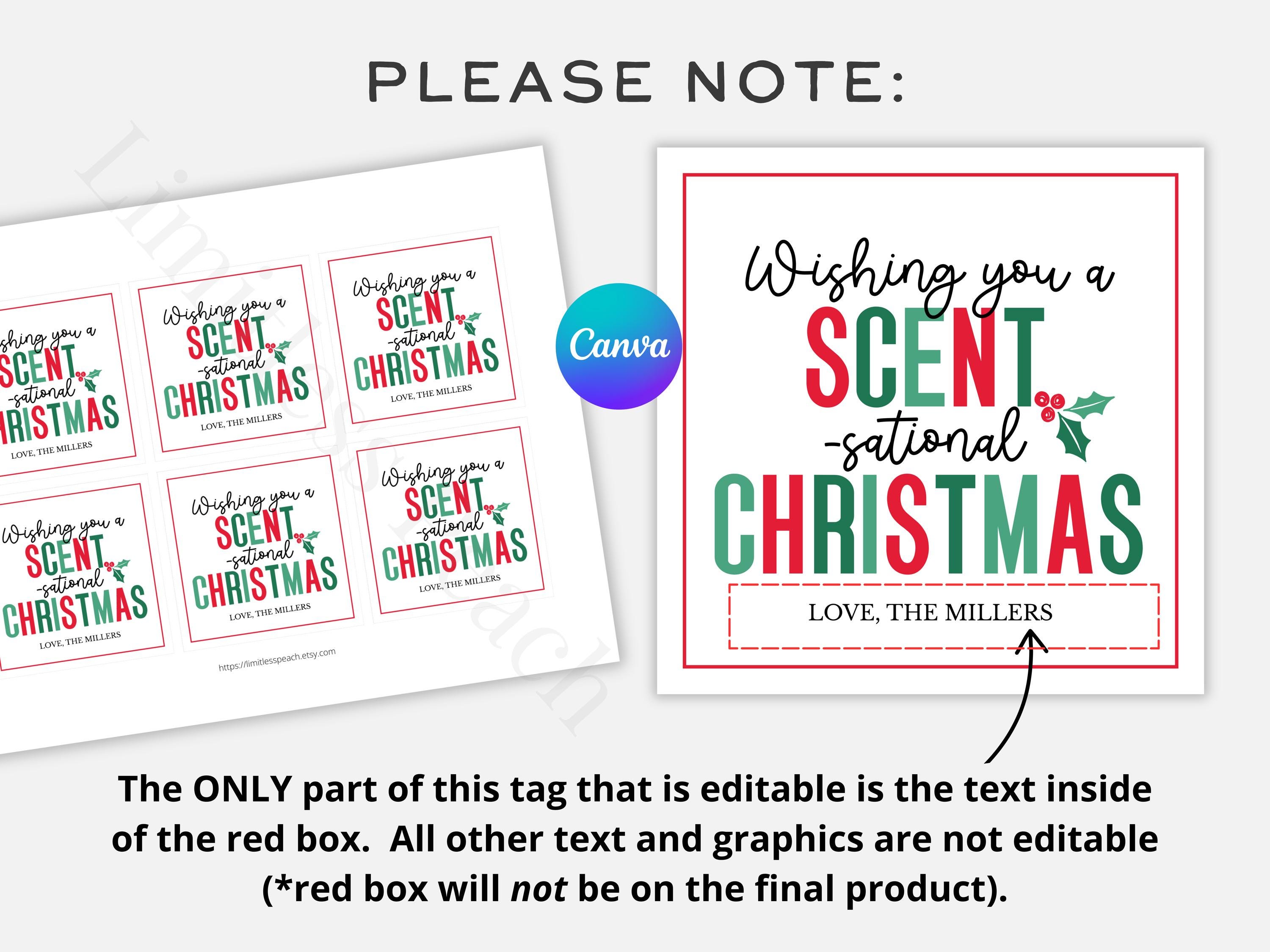 Christmas Scented Candle Tag Printable Scent-sational Holiday Tag for ...