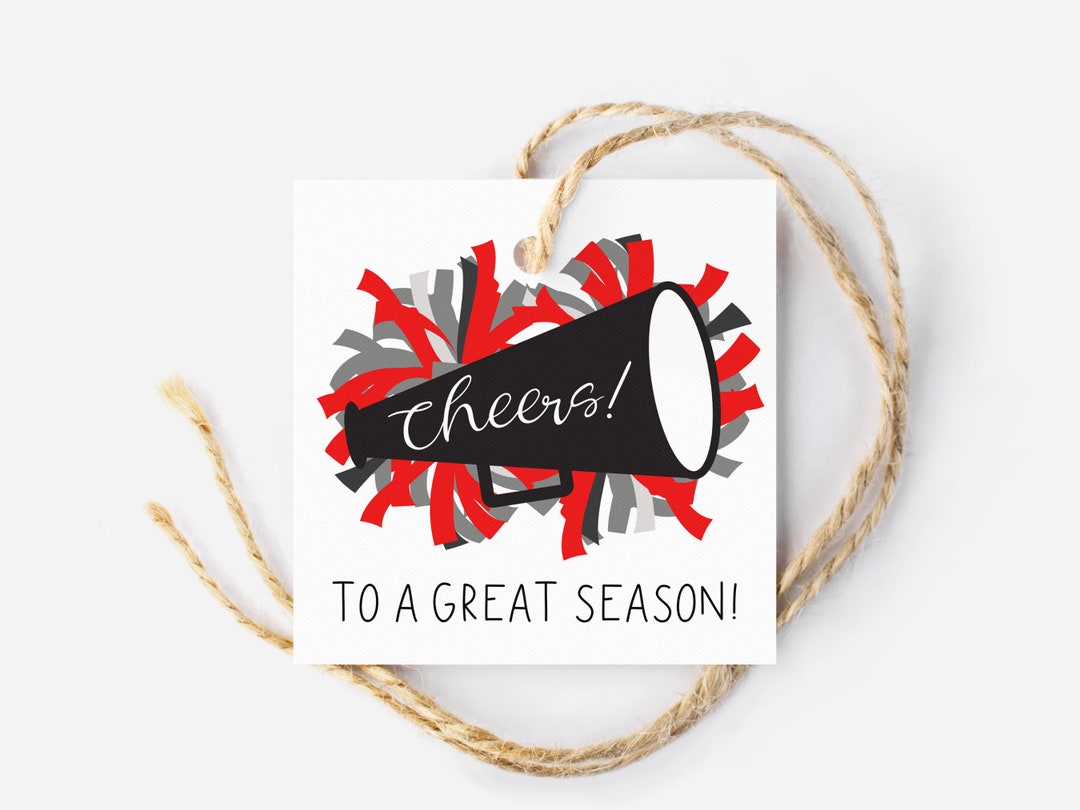 Cheerleading Tag Cheers to A Great Season, Red Cheer Team Treat Tag ...