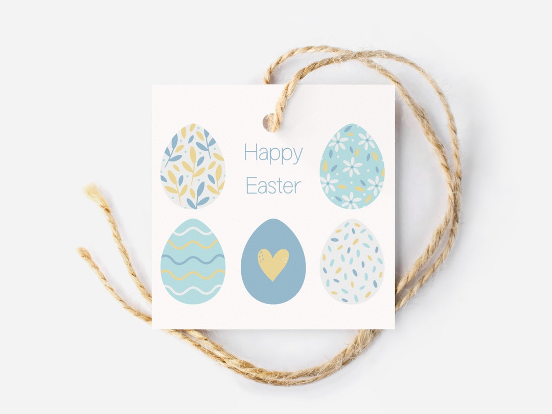 Printable Happy Easter Tag Card With Easter Eggs, Instant Download ...