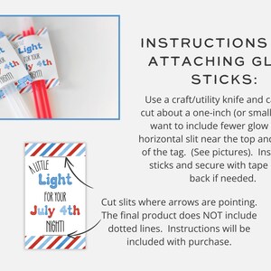 4th of July Glow Stick Tag, Printable July 4th Party Favor Tag ...