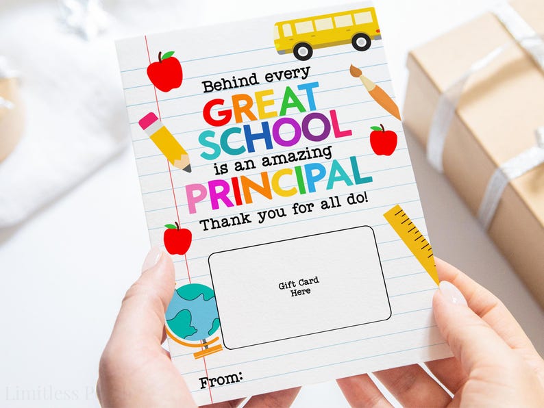 Principal Gift Card Holder Printable Card for School Principal, Teacher ...