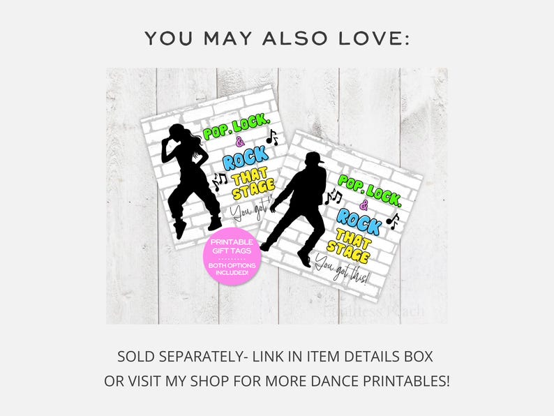 Dance Competition Hip Hop Tag, Printable Good Luck Competition Day Tag ...