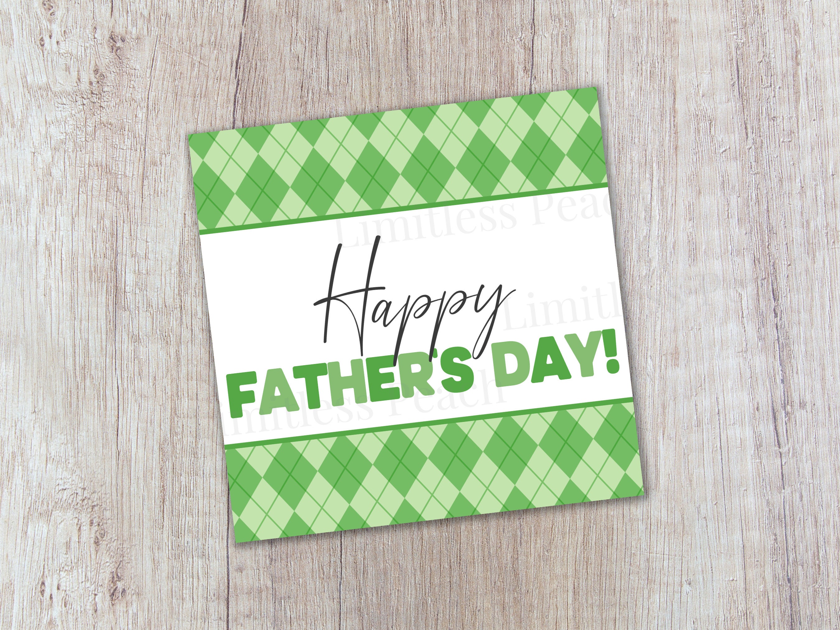 Happy Father's Day Tag, Printable Green Argyle Print Tag for Father's ...