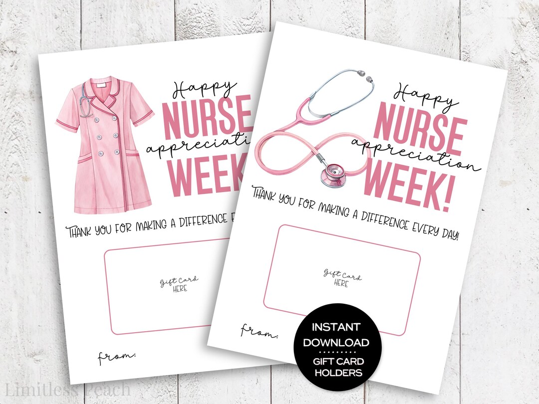 Nurse Appreciation Week Gift Card Holder Printable Nurse Appreciation ...