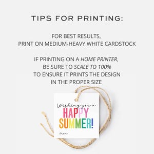 Happy Summer Tag Printable Wishing You a Happy Summer Gift Tag for ...