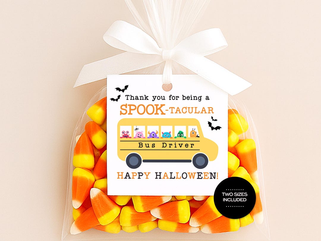 Halloween Bus Driver Gift Tag Printable Bus Driver Appreciation Tag for ...