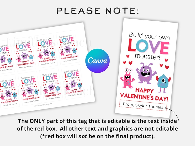 Build Your Own Monster Valentine Tag Printable Classroom Valentine ...