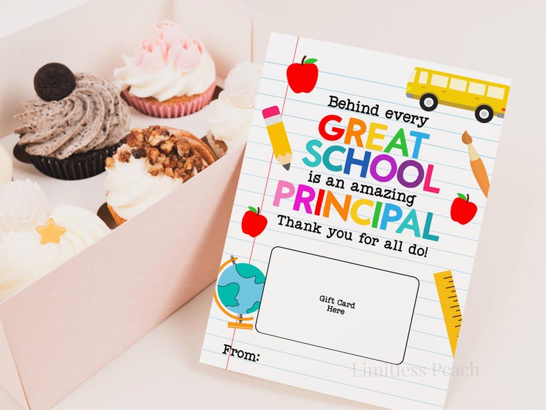 Principal Gift Card Holder Printable Card for School Principal, Teacher ...
