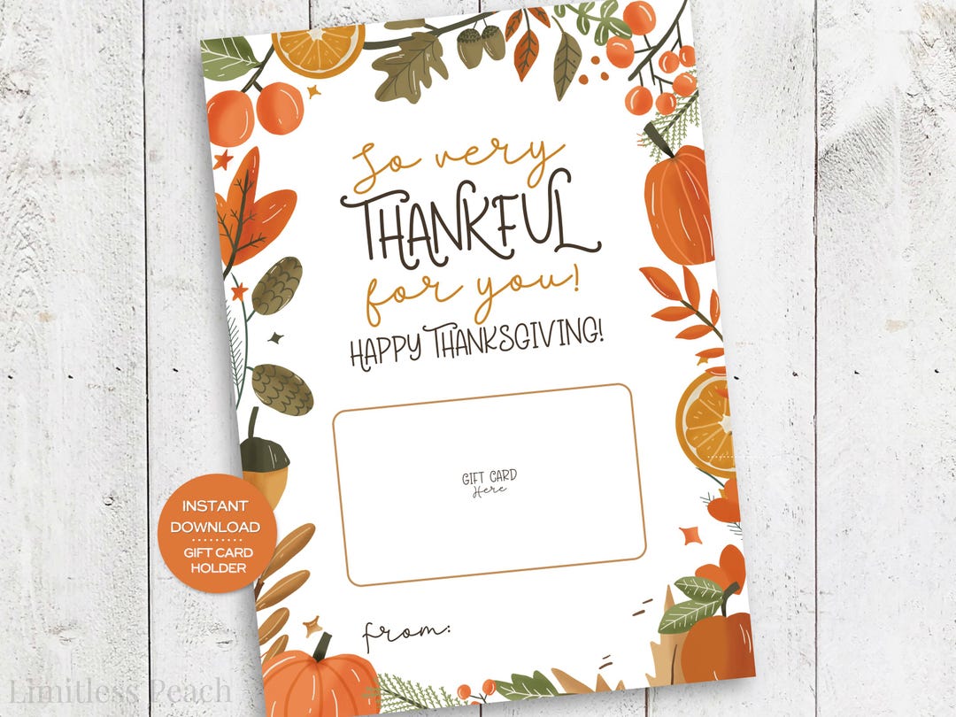 Thanksgiving Gift Card Holder Printable Teacher Thanksgiving Gift Card ...