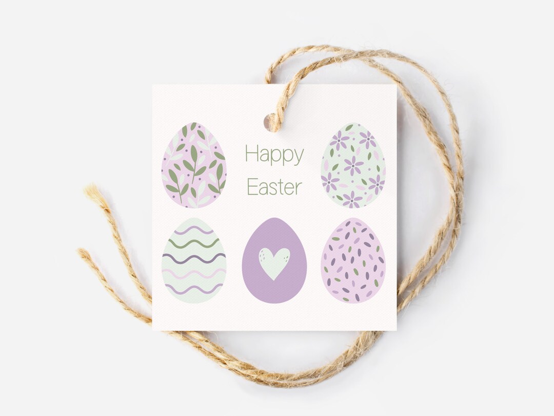 Printable Happy Easter Gift Tag Card With Easter Eggs, Instant Download ...