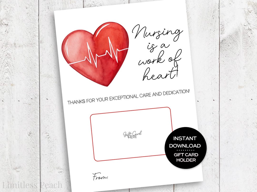 Nurse Thank You Gift Card Holder Printable Nurse Card for Nurse ...