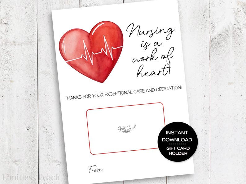 Nurse Thank You Gift Card Holder Printable Nurse Card for Nurse ...