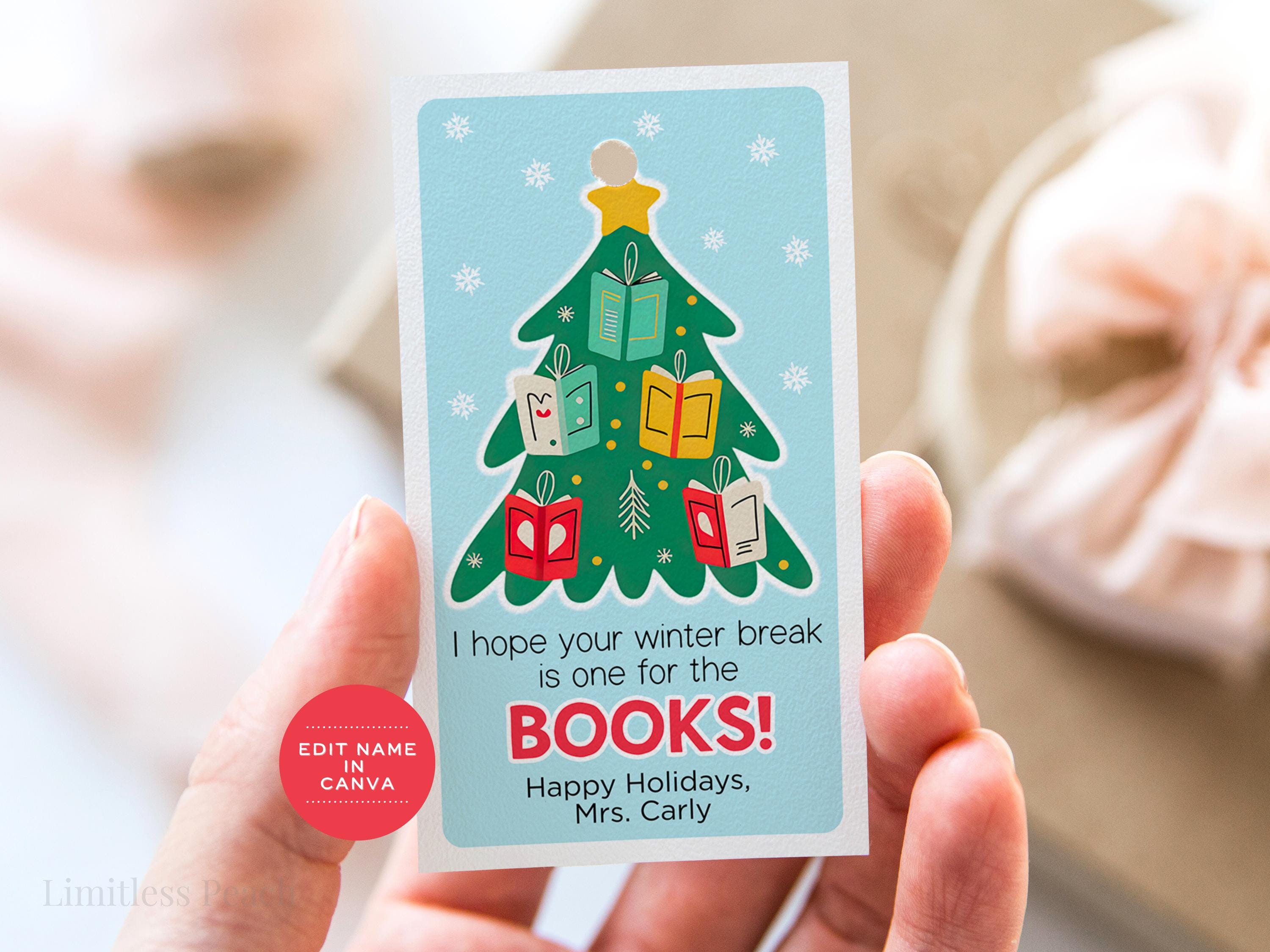 Christmas BOOK Tag Printable Winter Break Tag From Teacher to Student ...