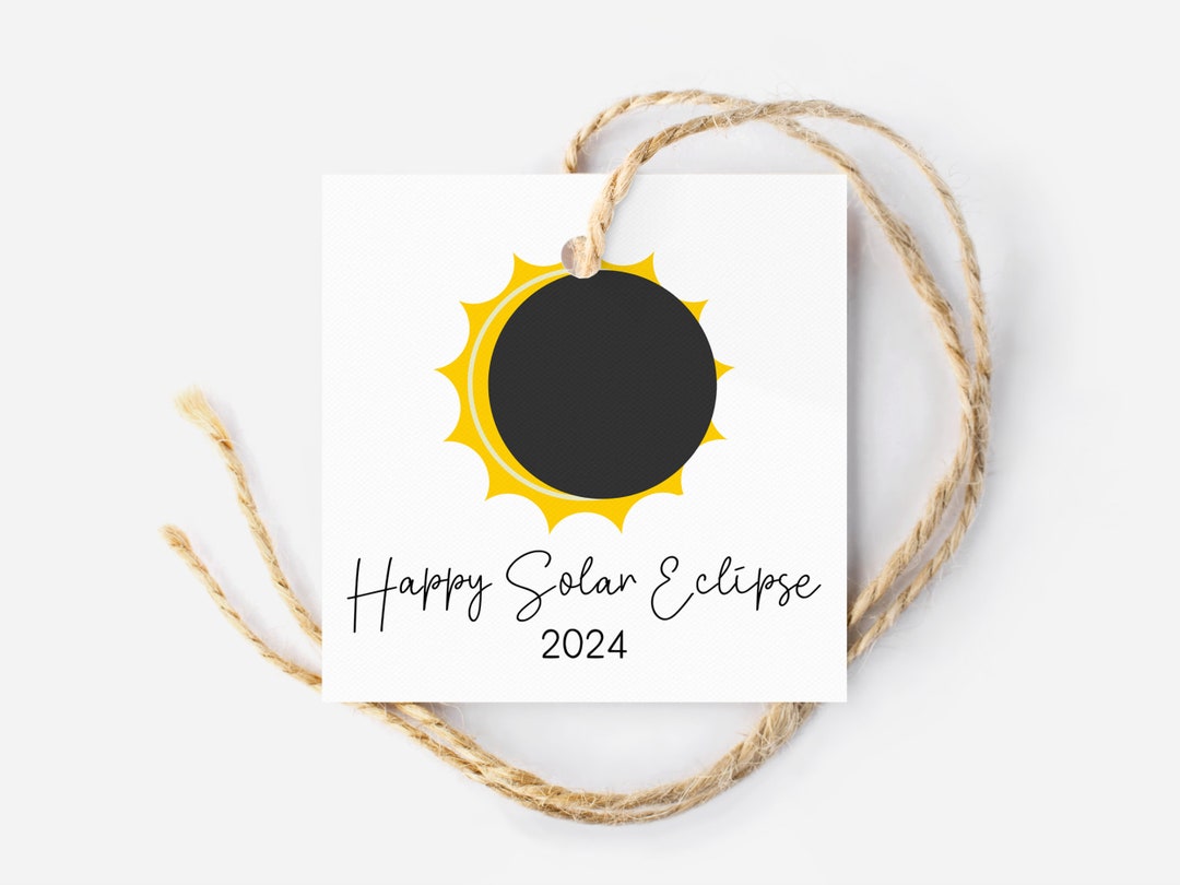2024 Solar Eclipse Party Favor Gift Tag, Viewing Party Treat Bag Tag ...