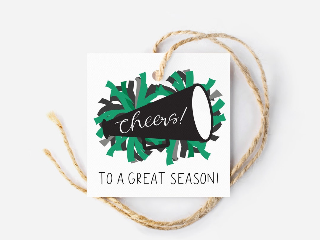 Cheerleading Tag Cheers to A Great Season, Green Cheer Team Treat Tag ...
