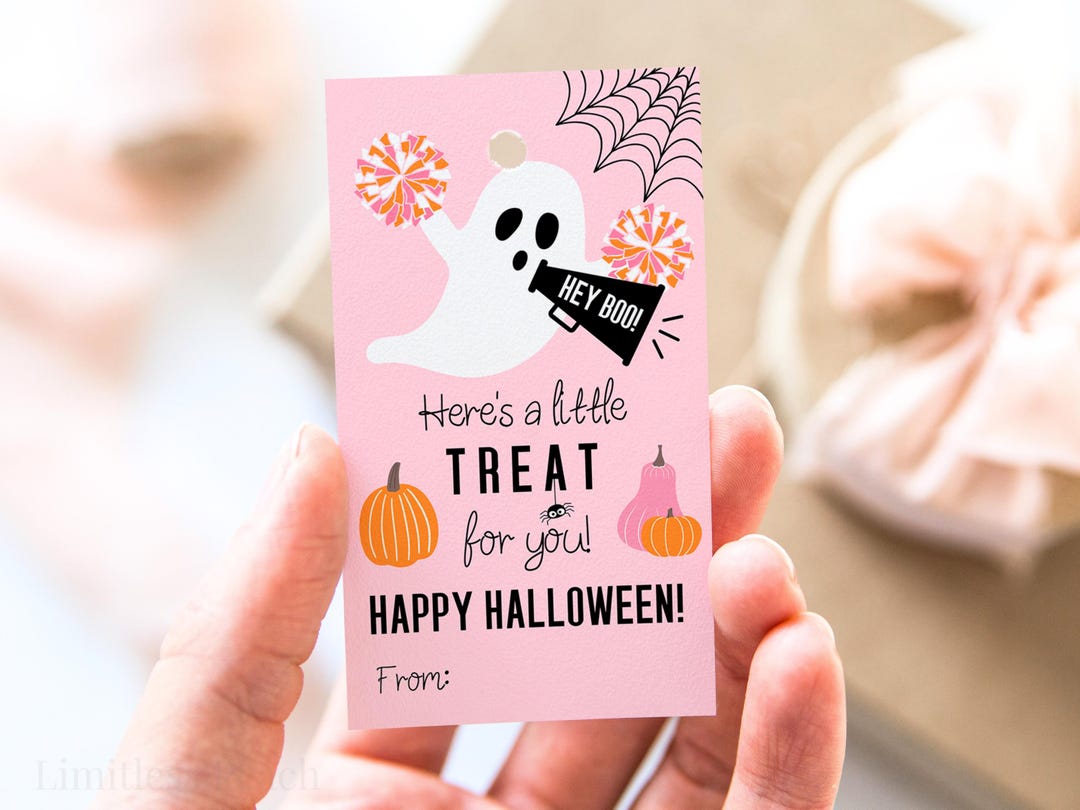 Cheerleading Halloween Tag Printable Halloween Team Treat Gift Tag, Hey ...