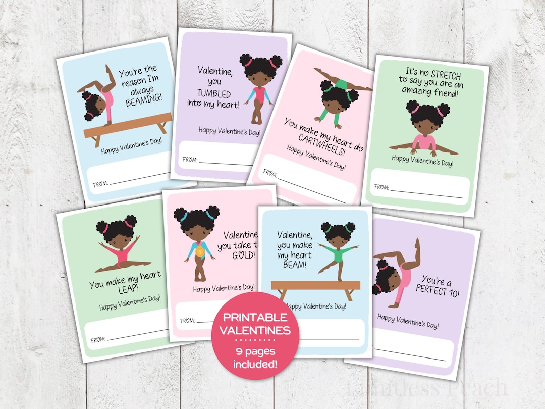 Gymnastics Valentine Cards Printable Gymnastics Exchange Cards for Kids ...