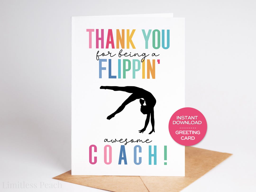 Gymnastics Coach Card Printable Card for Gymnastics Coach Thank You ...