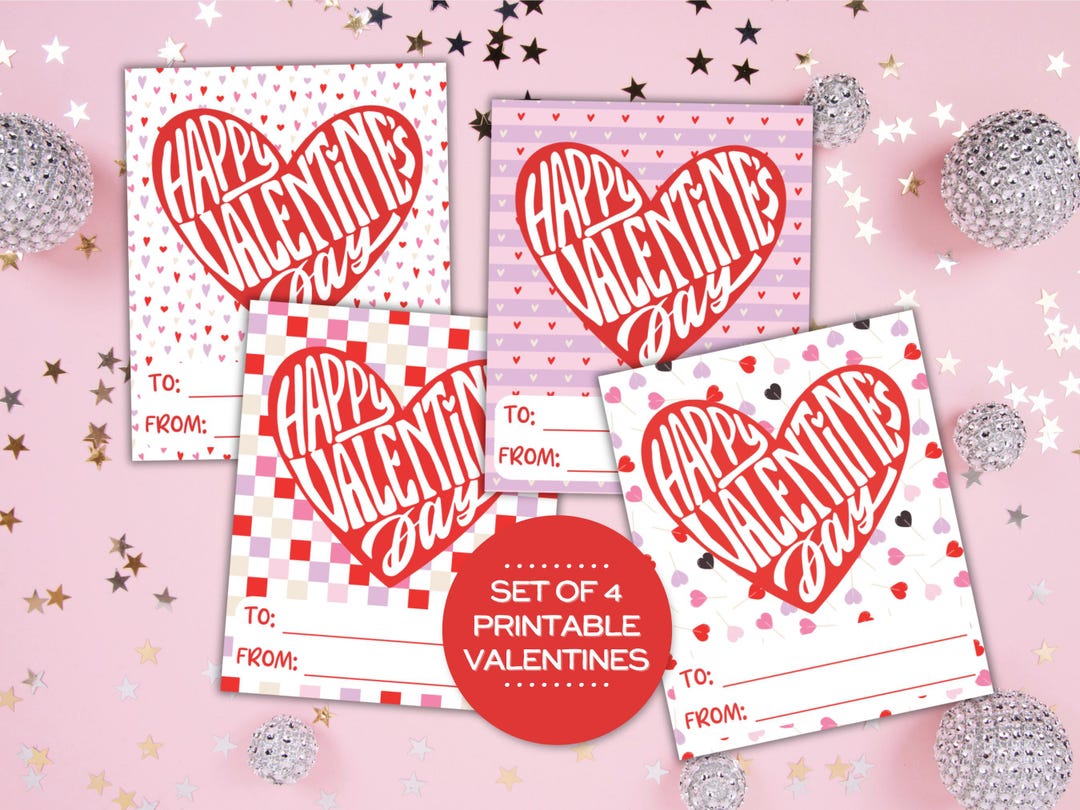 Classroom Valentine Printable Exchange Cards for Valentine's Day ...