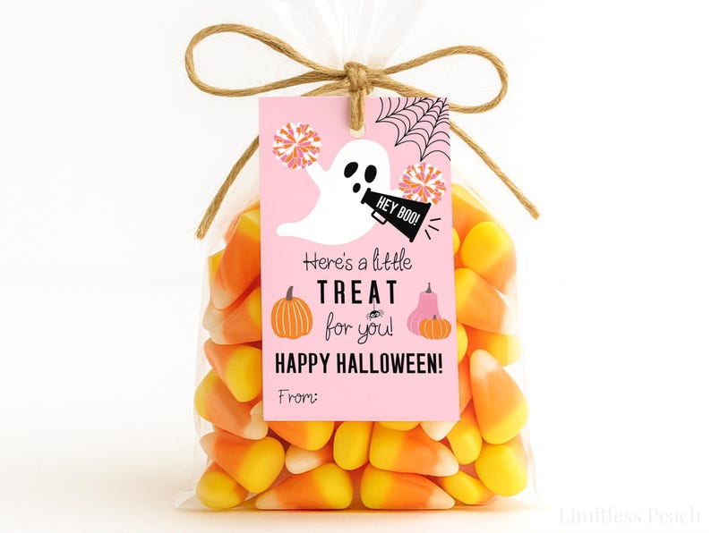 Cheerleading Halloween Tag Printable Halloween Team Treat Gift Tag, Hey ...