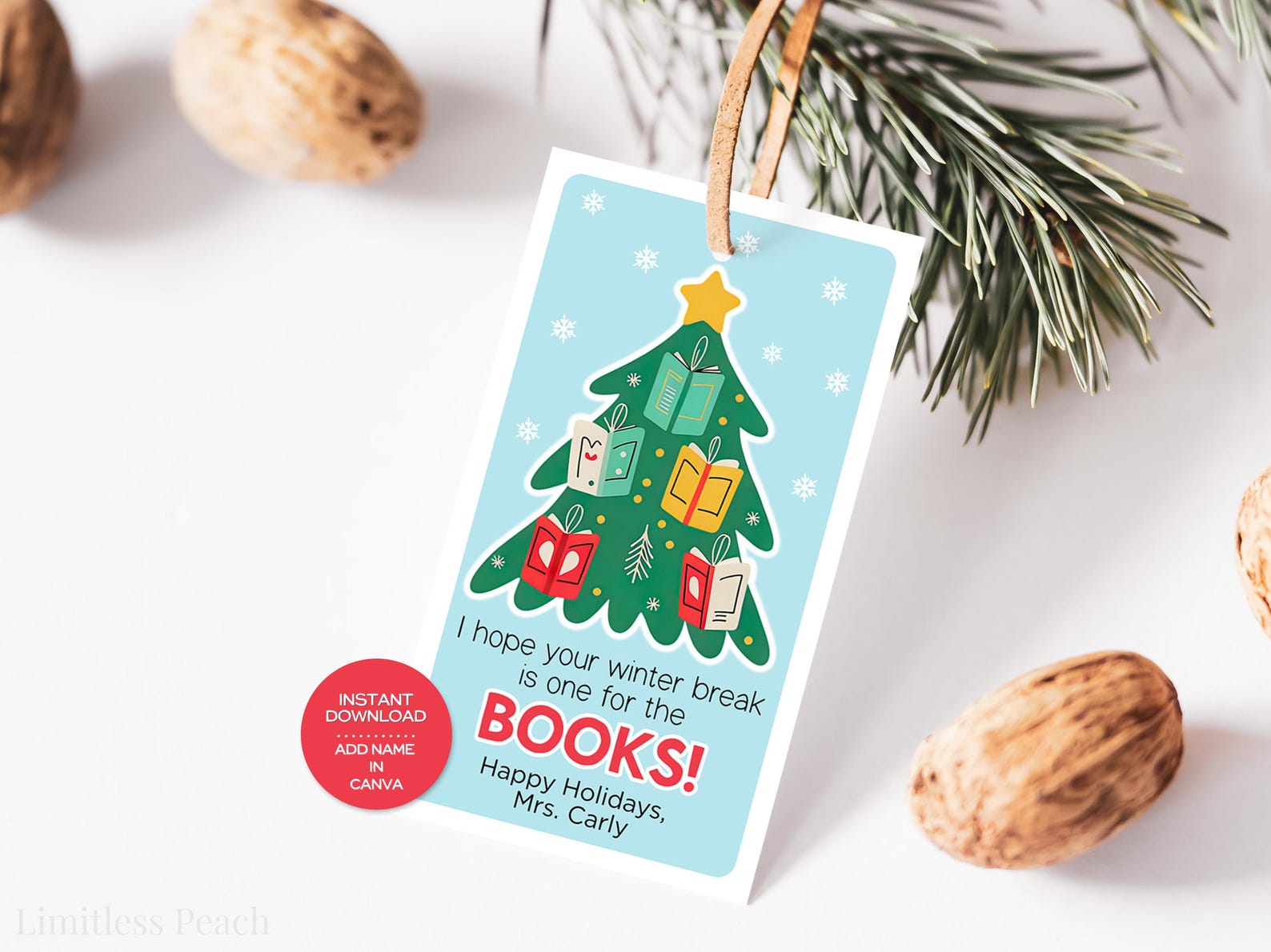 Christmas BOOK Tag Printable Winter Break Tag From Teacher to Student ...