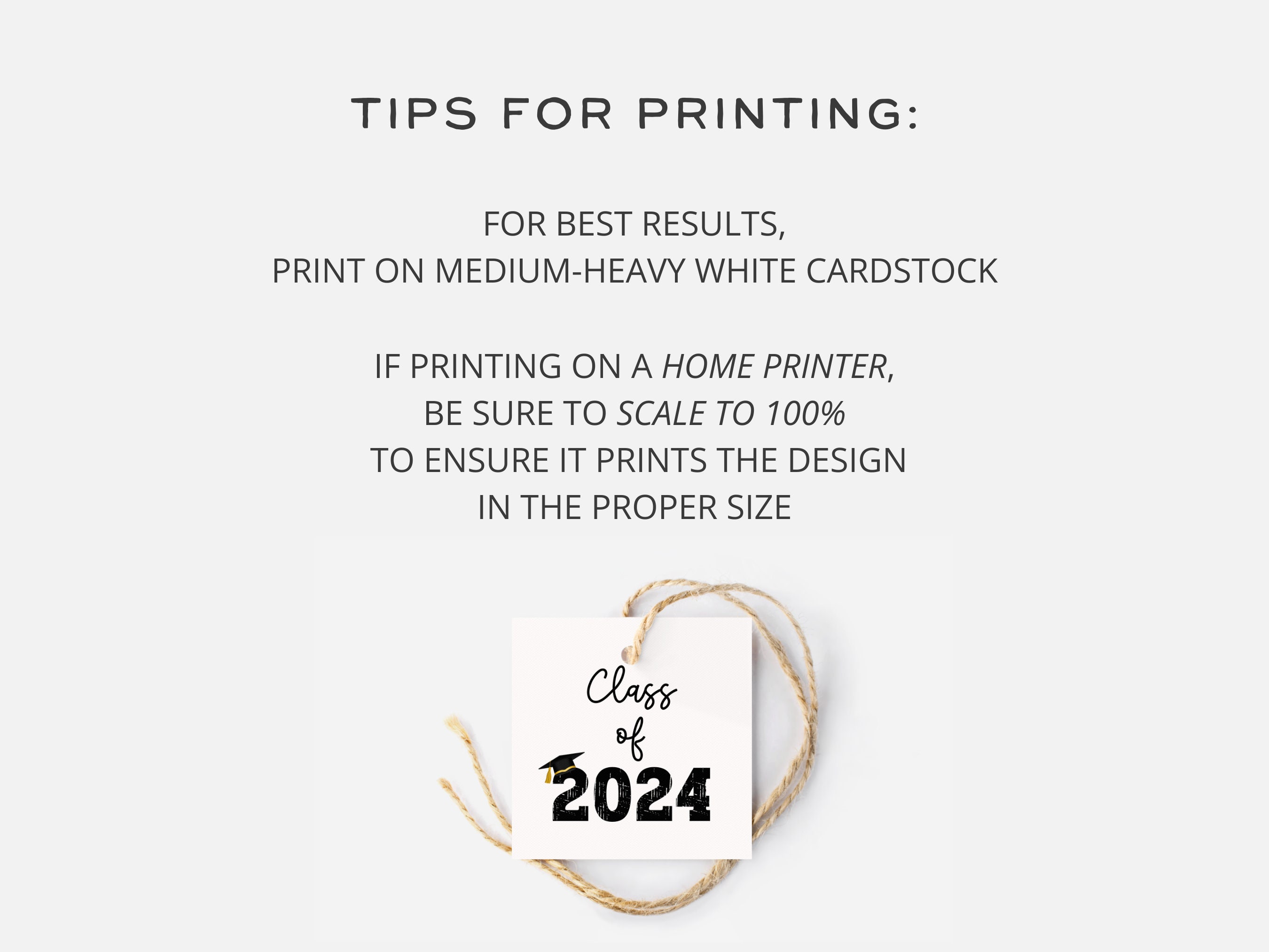 Printable Class of 2024 Gift Tags, Graduation Party Favor Tags, Square ...