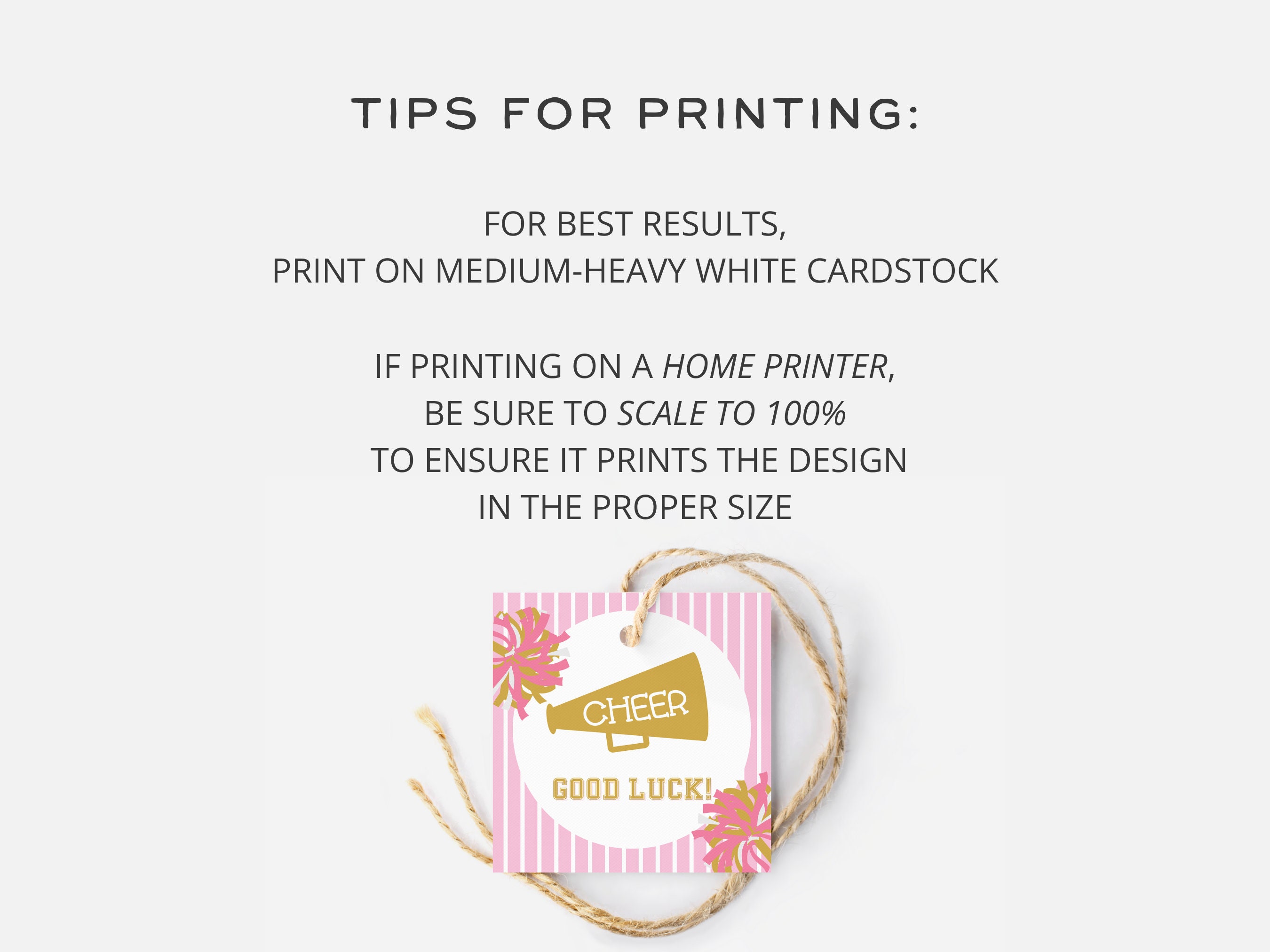 Cheerleading Team Treat Tag Printable, Good Luck Cheer Snack Gift Tag ...