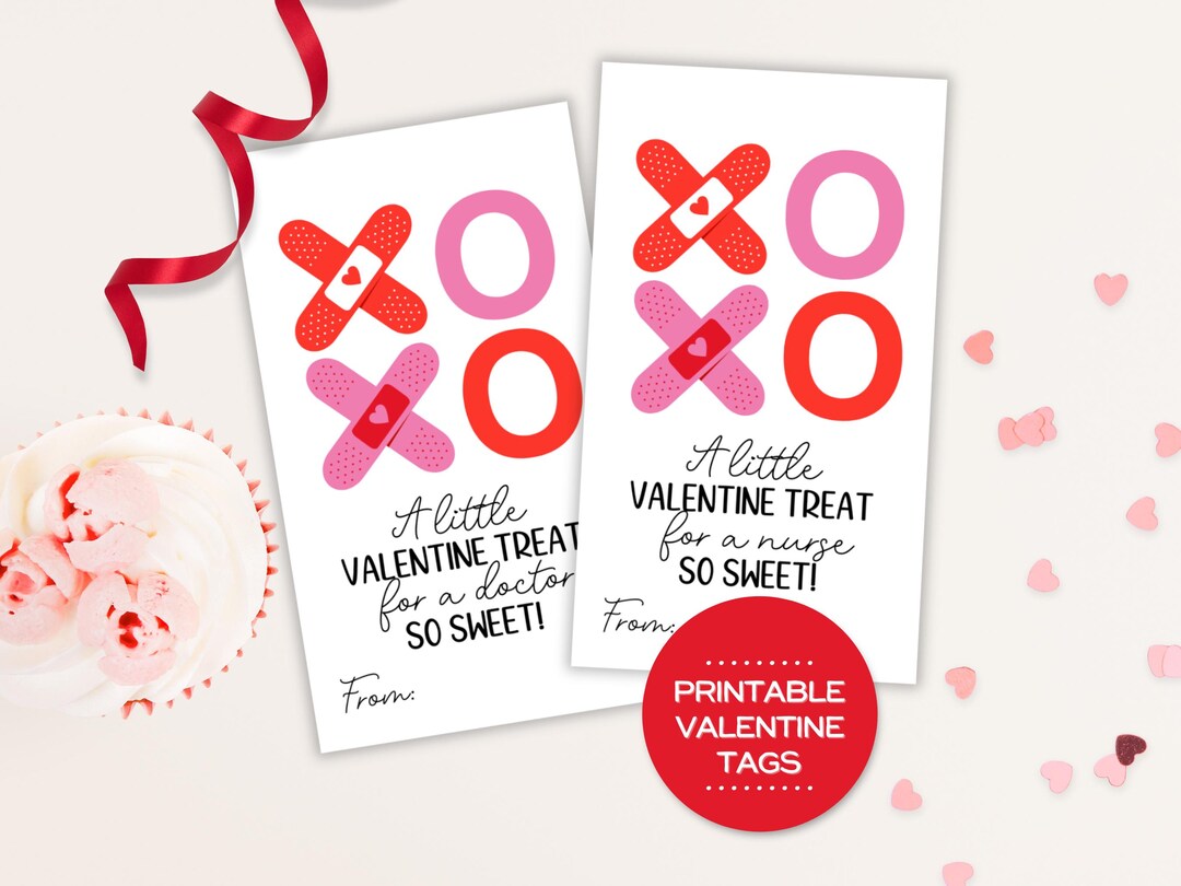 Nurse Valentine Tag Printable Doctor and Nurse Valentines for Hospital ...
