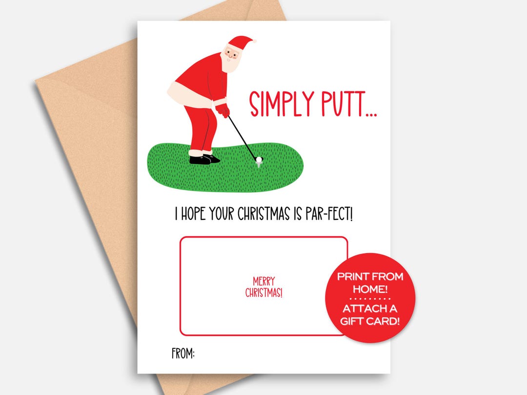 Golf Christmas Gift Card Holder Printable Christmas Card for Golf Lover ...