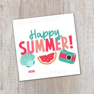 Happy Summer Gift Tag, Printable End of the School Year Summer Gift Tag ...