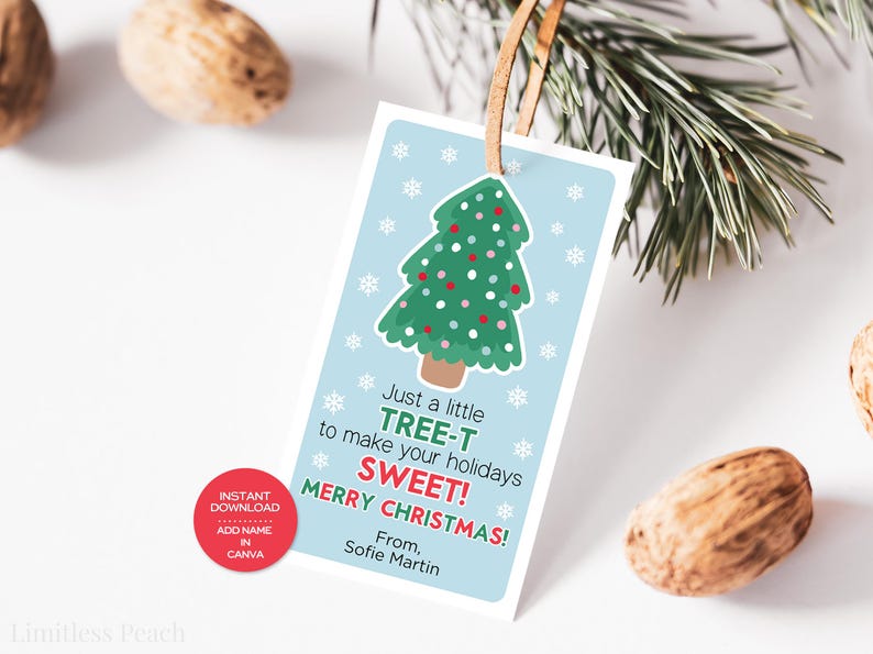 Christmas TREE-T Tag Printable Holiday Treat Tag for Christmas ...
