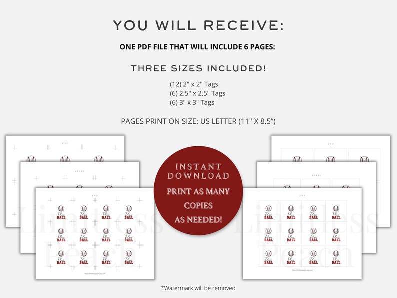 Printable Baseball Gift Tag for Game Day, Party Favor Tag for Baseball ...