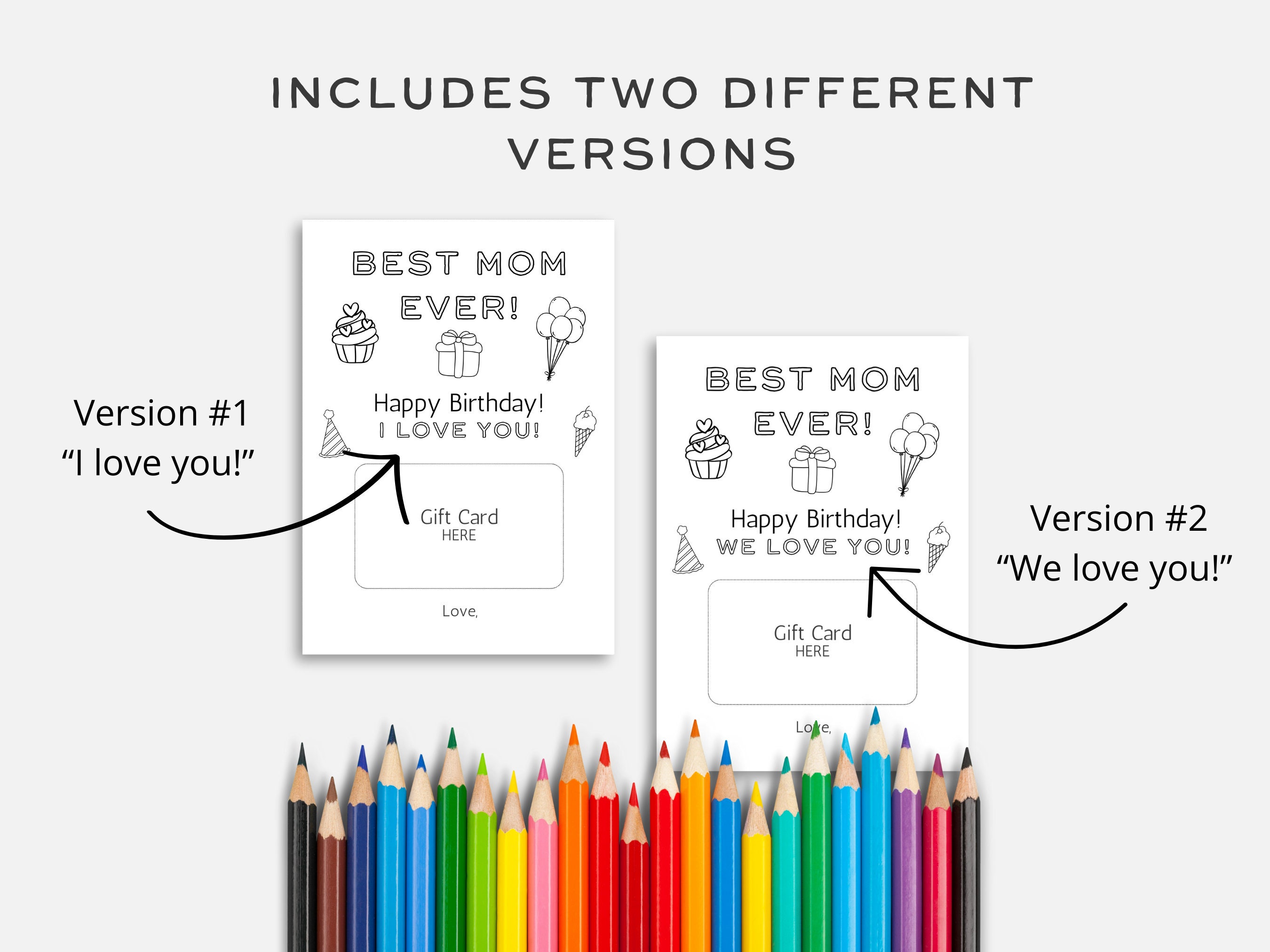 Mom Birthday Coloring Gift Card Holder Printable Activity for Kids to ...