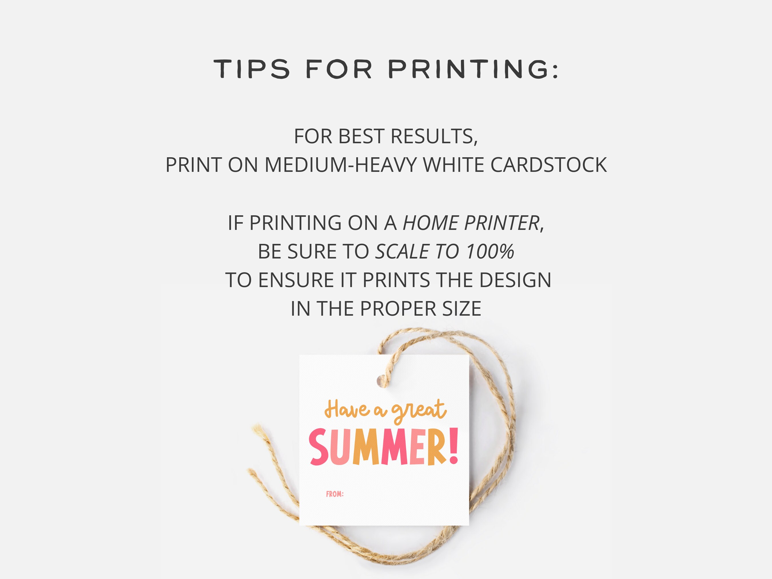 Have a Great Summer Gift Tag, Printable Teacher End of the School Year ...