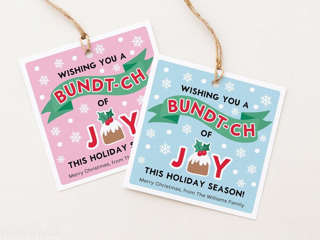 Holiday Bundt Cake Tag Printable Christmas Tag for Bundt Cake Printable ...