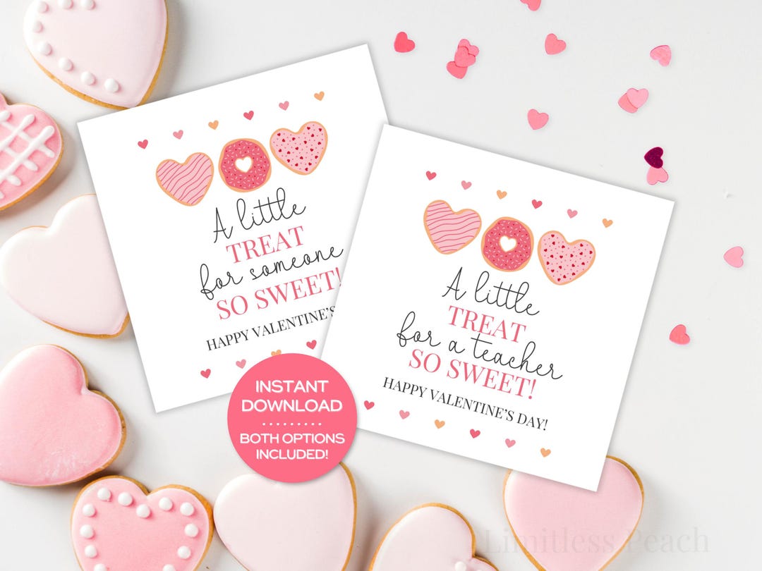 Teacher Valentine Treat Tag Printable Coworker Treat Tag for Valentine ...