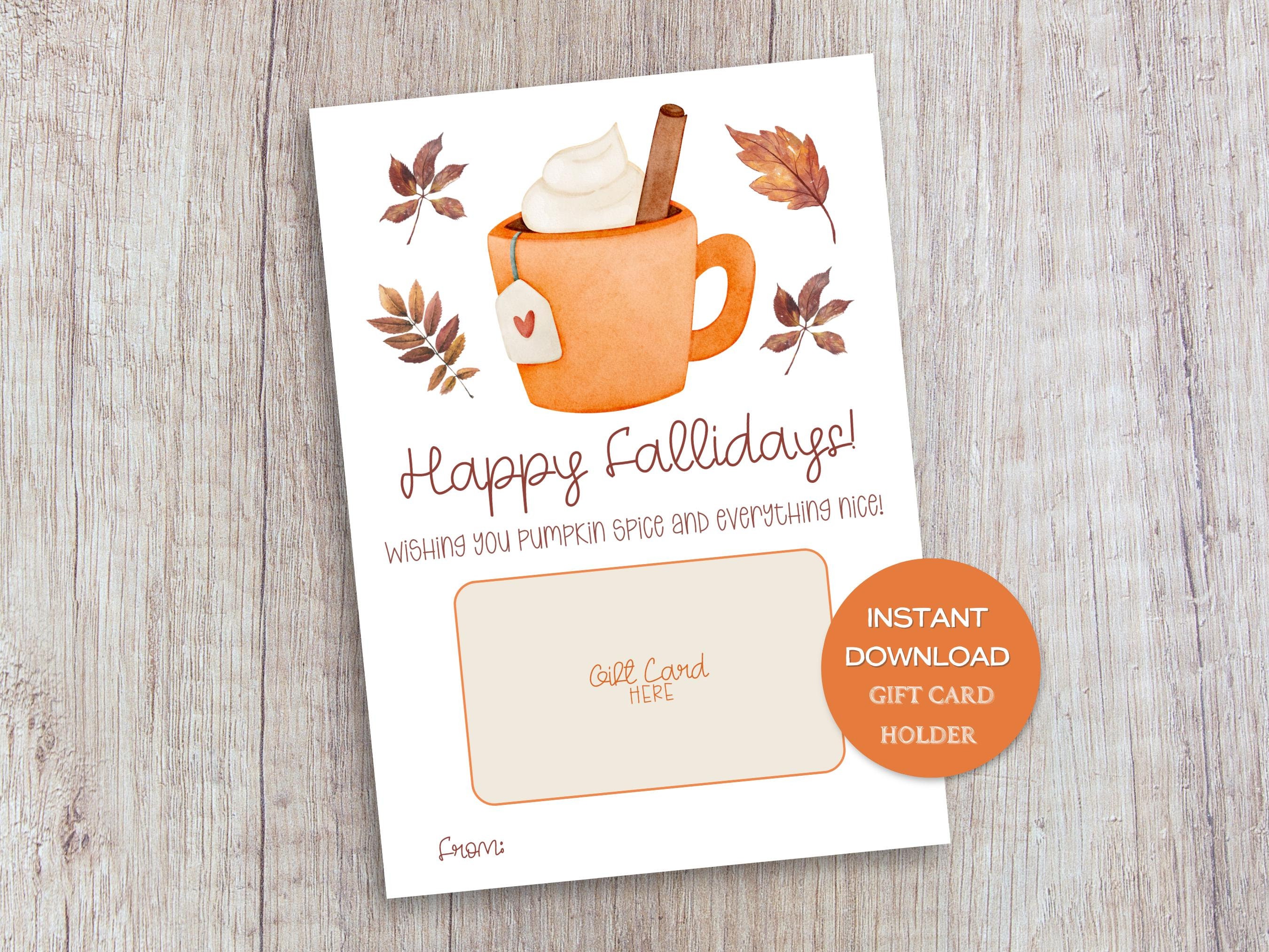 Pumpkin Spice Latte Fall Gift Card Holder, Fall Appreciation Gift for ...