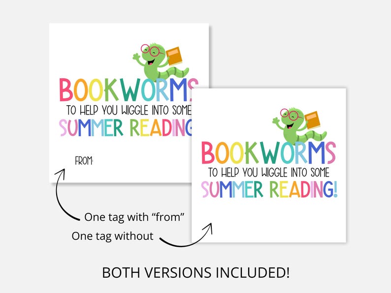 Candy Worm Tag for Summer Class Gift Tag Printable Candy Tag for End of ...
