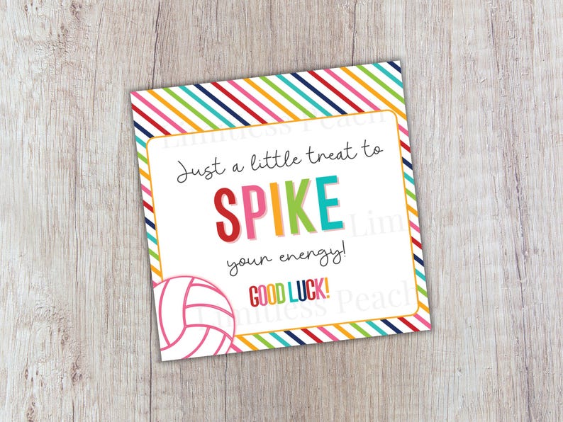 Volleyball Treat Tag, Candy Tag for Volleyball, Good Luck Volleyball ...