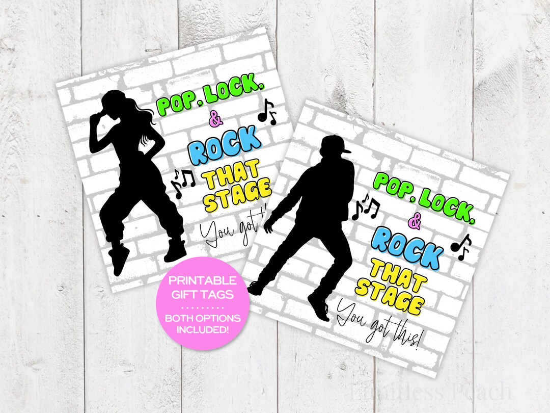 Dance Gift Tag Printable Hip Hop Tag for Dance Competition Good Luck ...