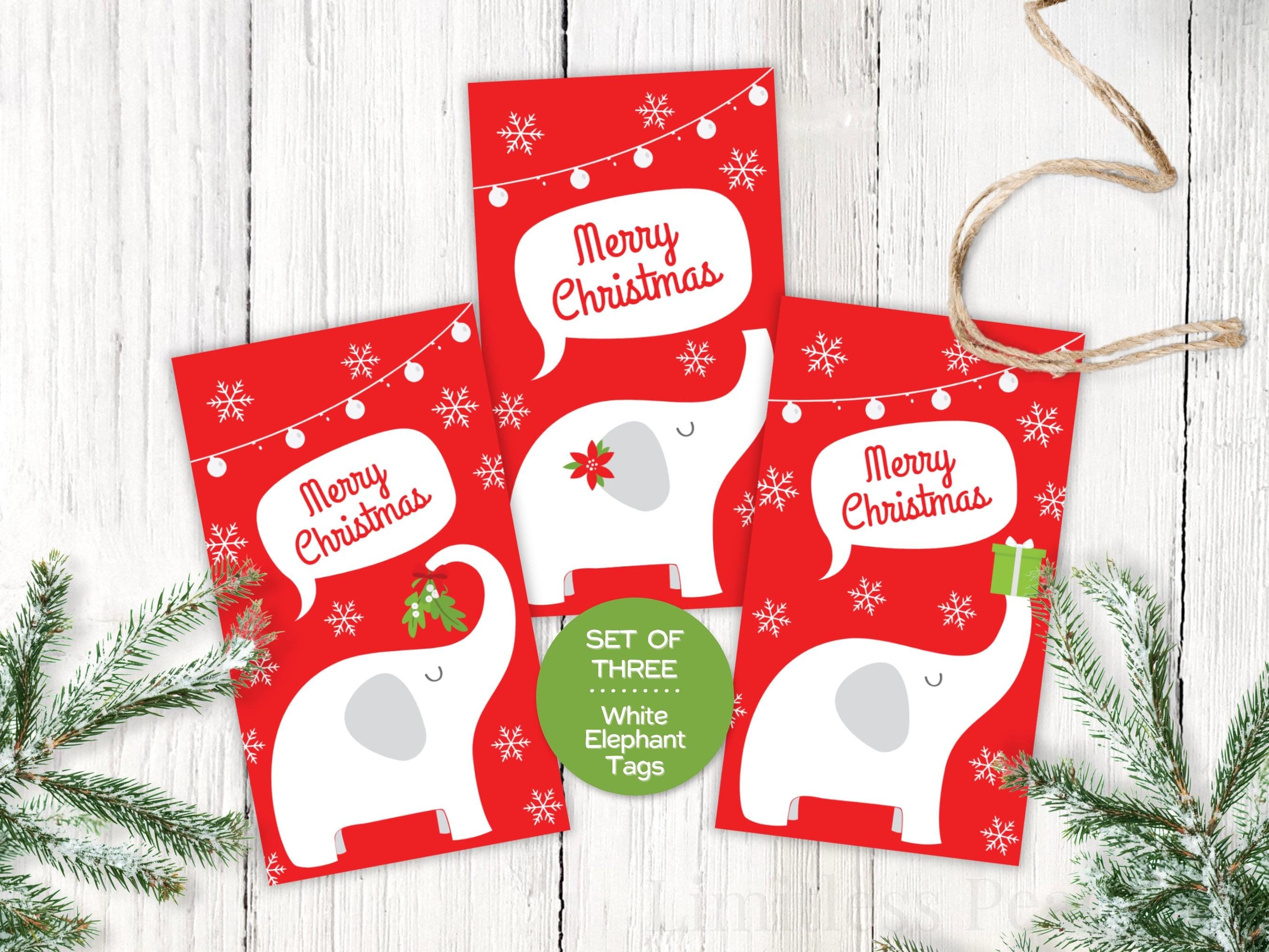 White Elephant Tag Printable White Elephant Party Favor Tag for White ...