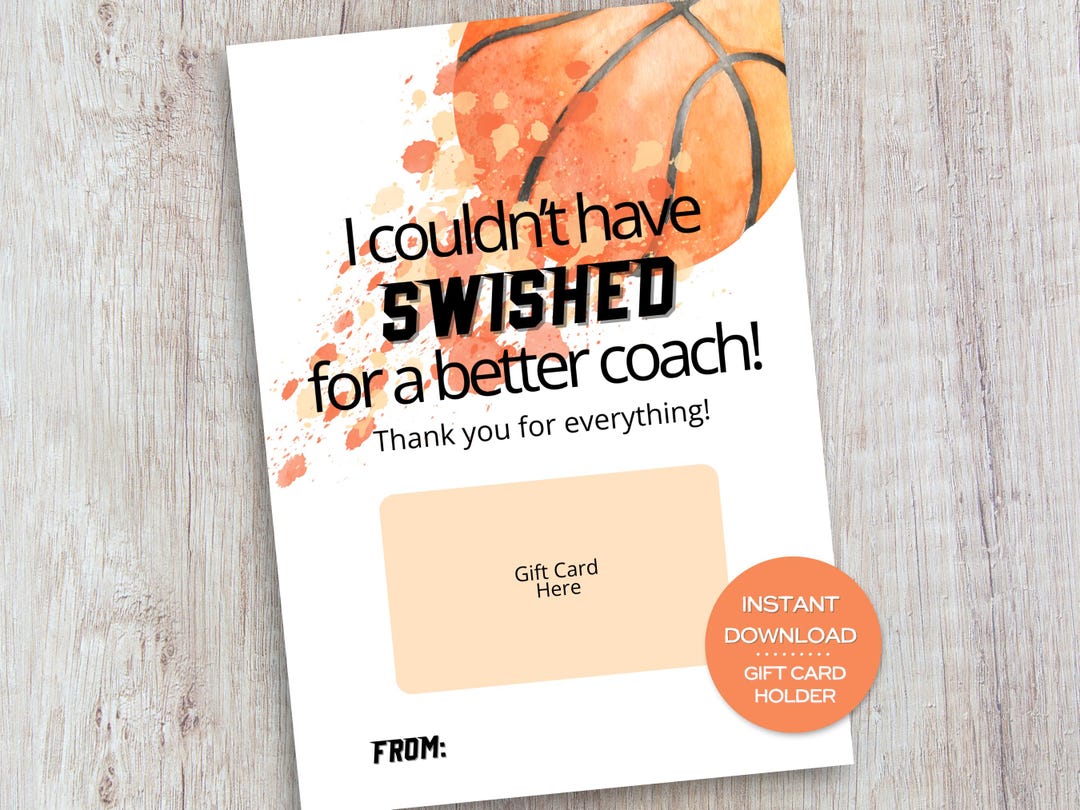 Basketball Coach Gift Card Holder, Printable End of the Season Thank ...