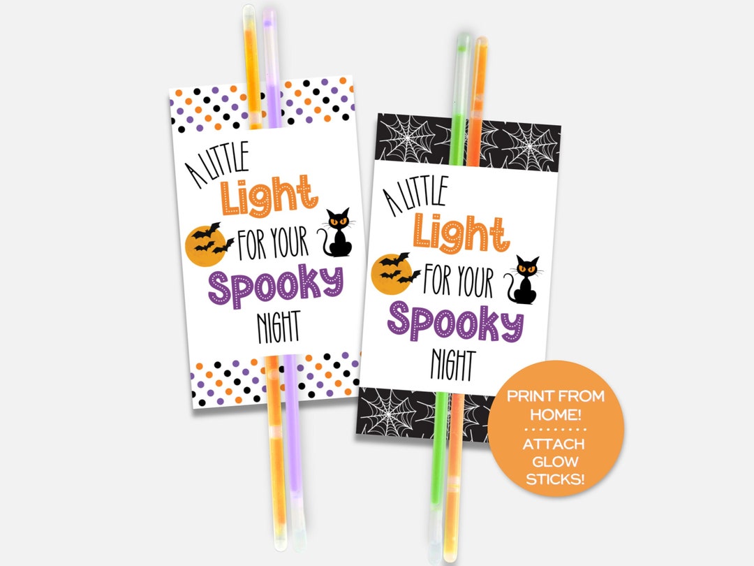 Halloween Glow Stick Tag, Printable Halloween Party Favor Tag ...