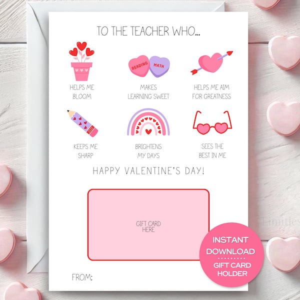 Teacher Valentine Card - Etsy