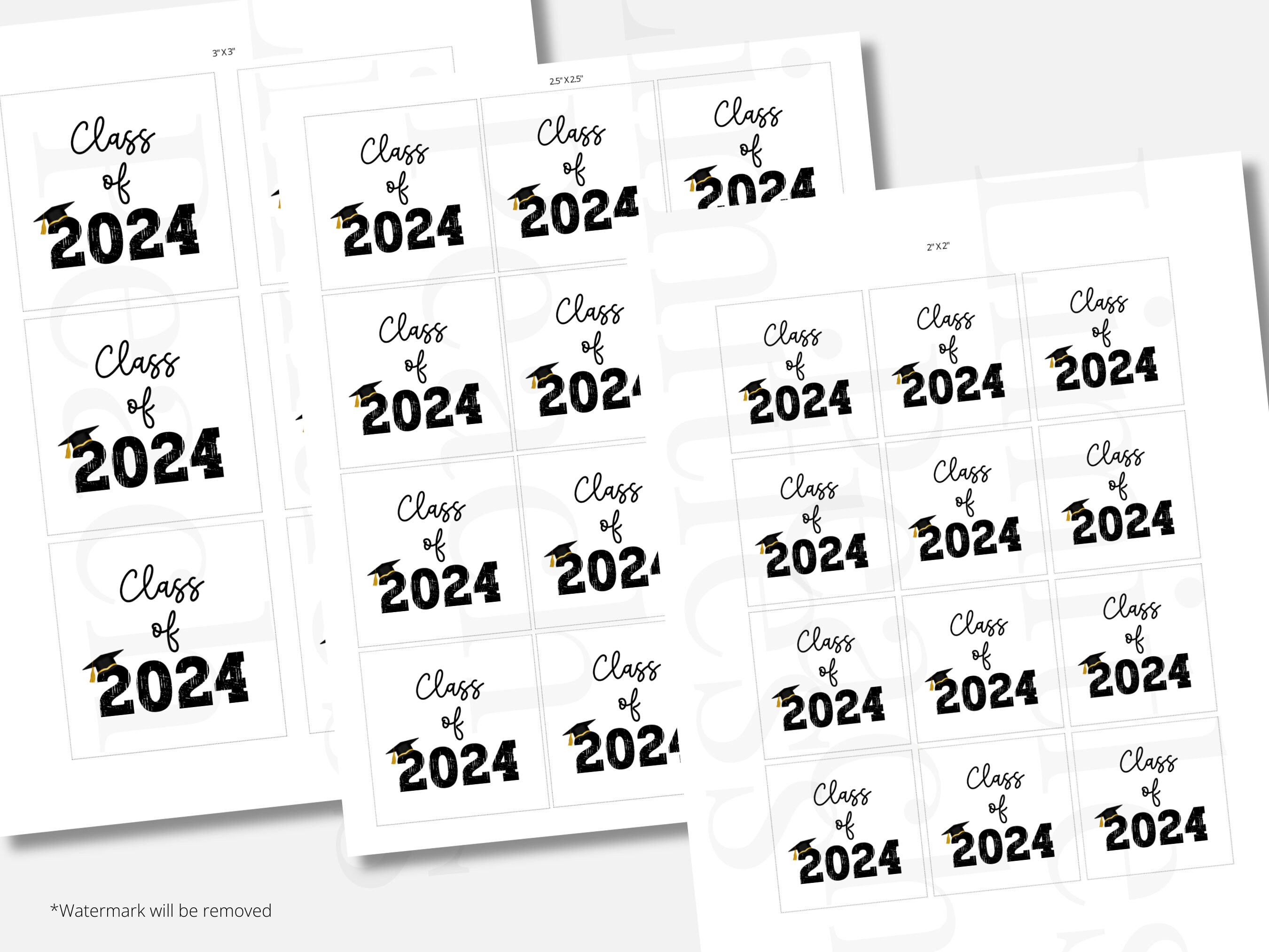 Printable Class of 2024 Gift Tags, Graduation Party Favor Tags, Square ...