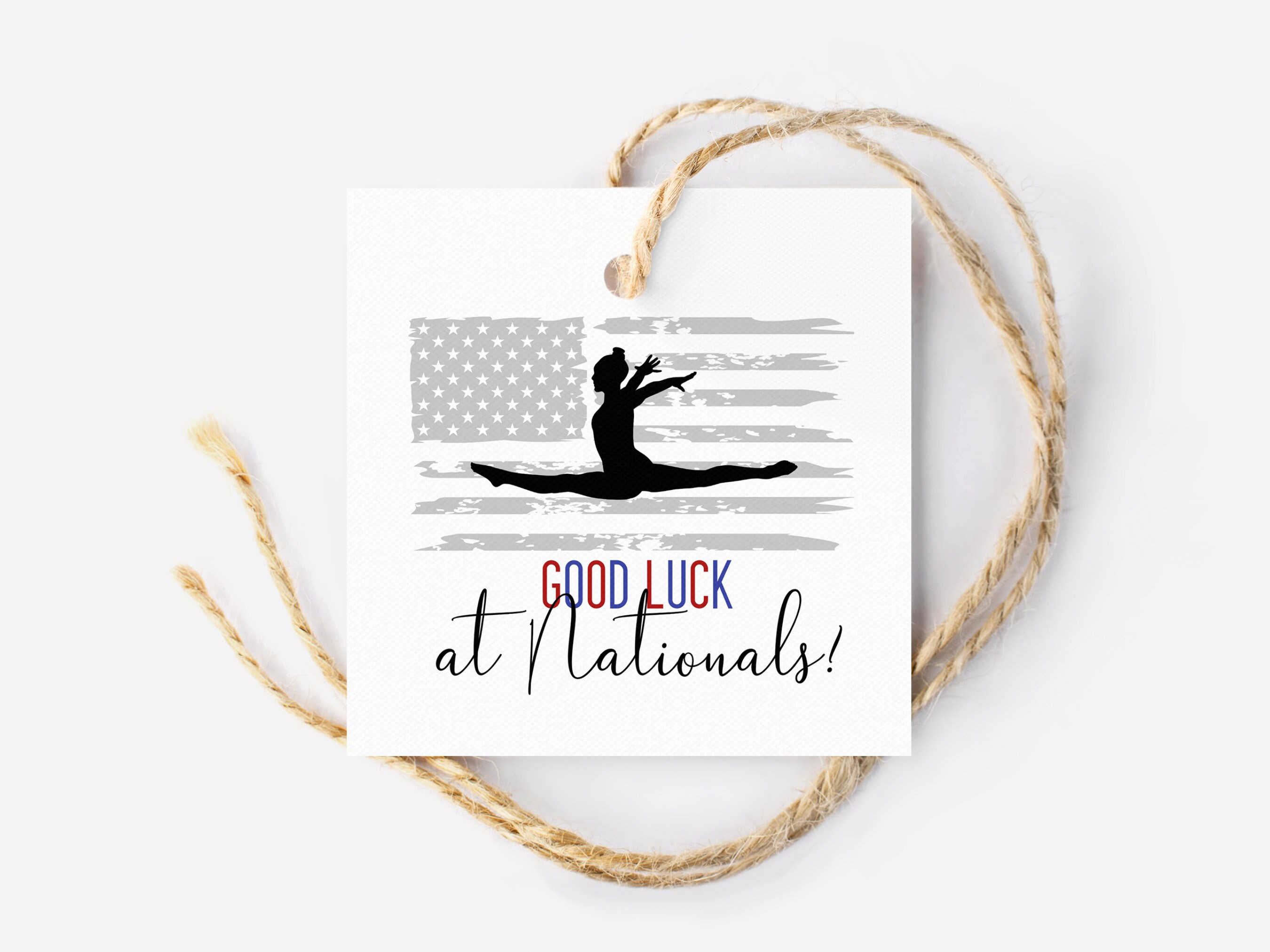 Printable Good Luck at Nationals Gymnastics Tag, Competition Day Team ...